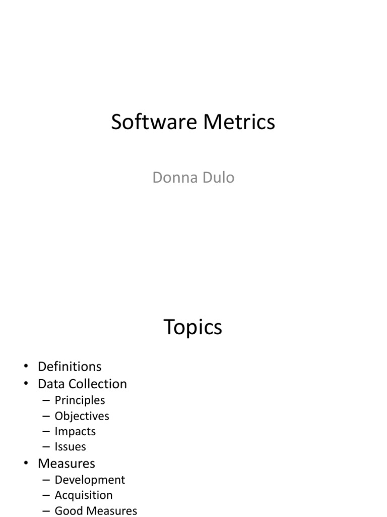 Software Metrics: Donna Dulo | PDF | Cognition | Business