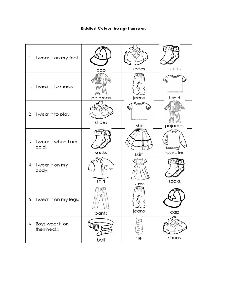 Riddles! Colour The Right Answer | PDF