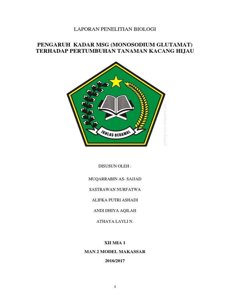 Pengaruh Kadar MSG (Monosodium Glutamat) Terhadap Pertumbuhan Tanaman Kacang Hijau | PDF