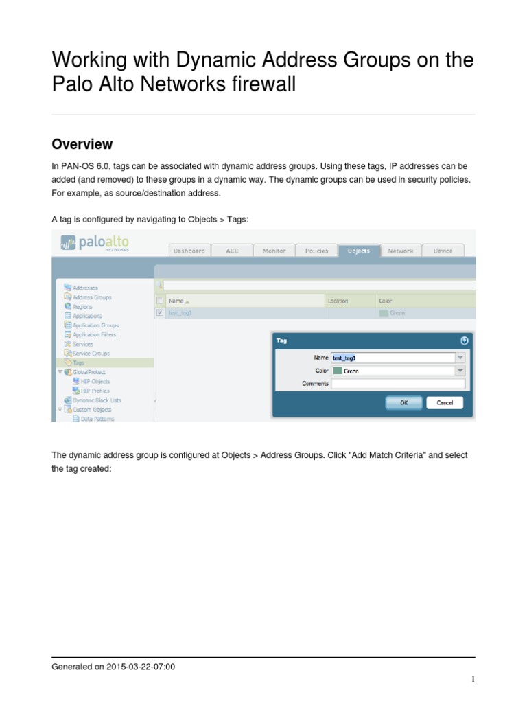 Dynamic Address Groups DOC-6672 | PDF | Ip Address | Firewall (Computing)