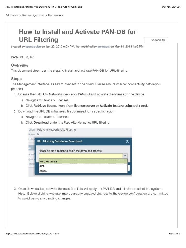 How To Install and Activate PAN-DB For URL Filt... Palo Alto Networks ...