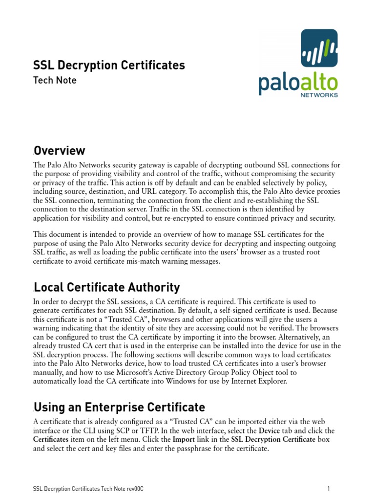 SSL Decryption Certificates TN RevC | PDF | Public Key Certificate ...