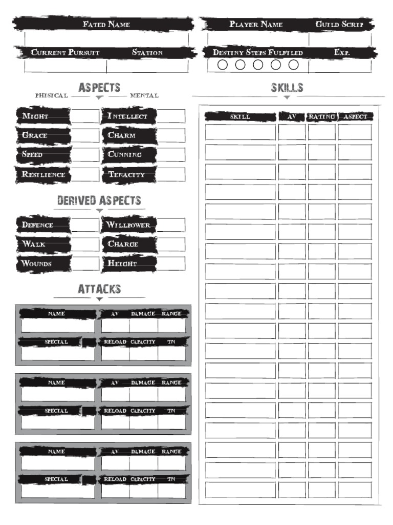 Character Sheet (No Background) | PDF