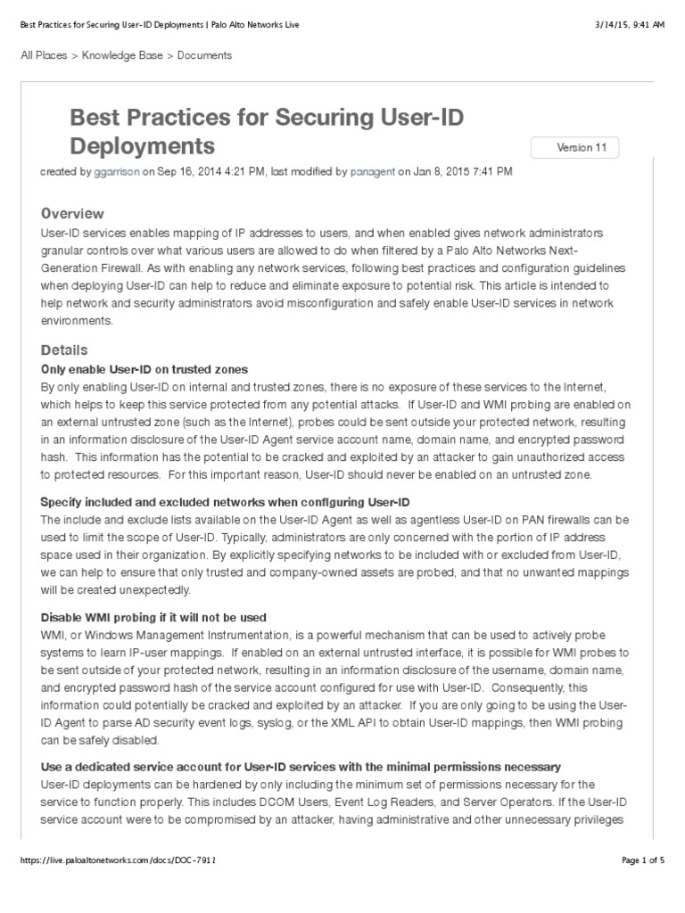 Secure User-ID Deployment Guide | PDF | User (Computing) | Computer Network