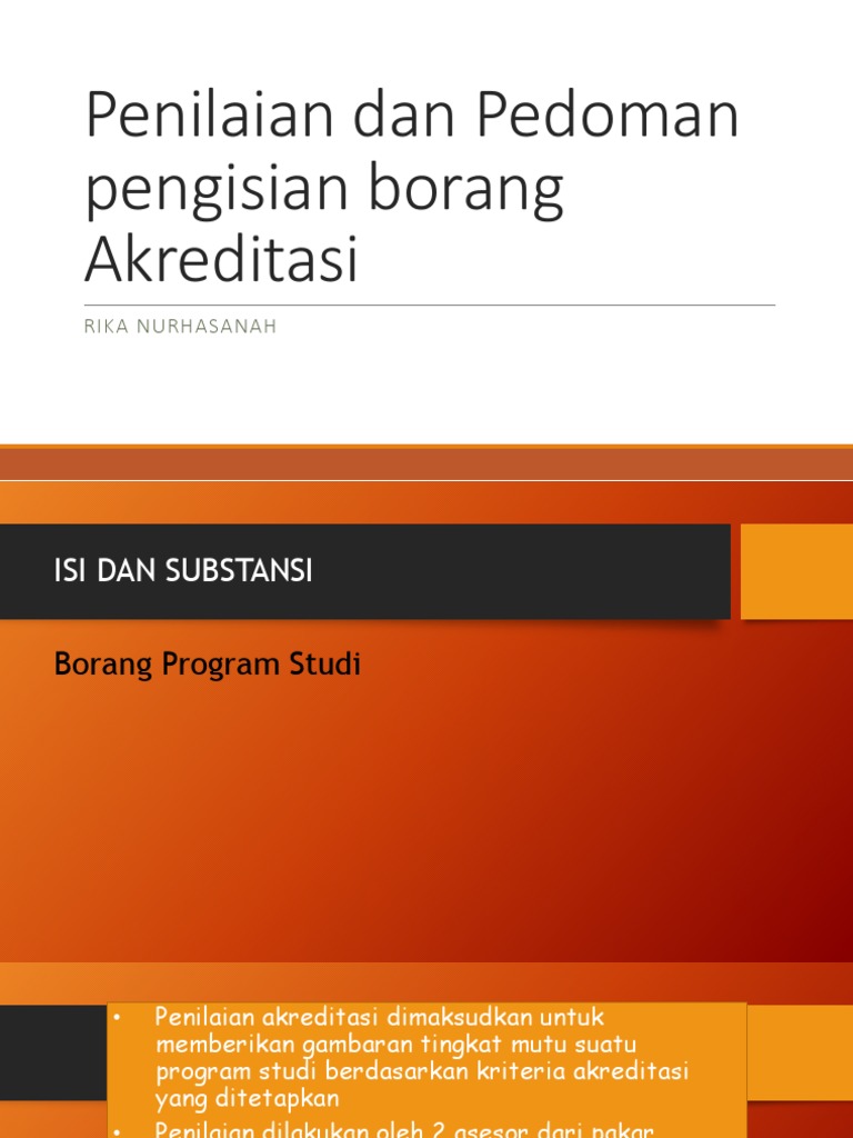 Penilaian Dan Pedoman Pengisian Borang Akreditasi | PDF