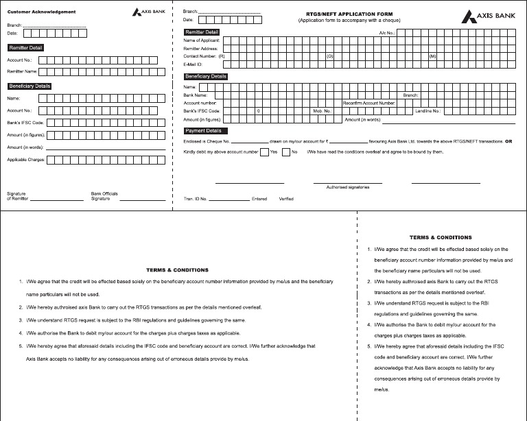 Axis - RTGS Form | PDF