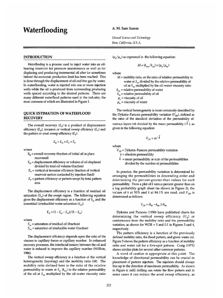 Waterflooding - Part 10. Reservoir Engineering Methods | PDF | Permeability (Earth Sciences ...
