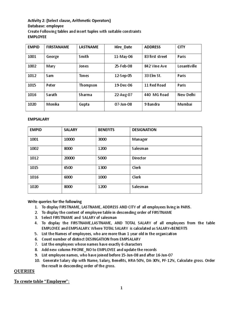 SQL2 | PDF | Sql | Information Retrieval