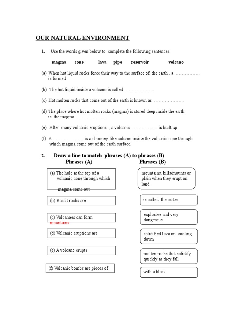 STD 5 - Unit 1 - Our Natural Environment - To COMPLETE | PDF | Lava ...