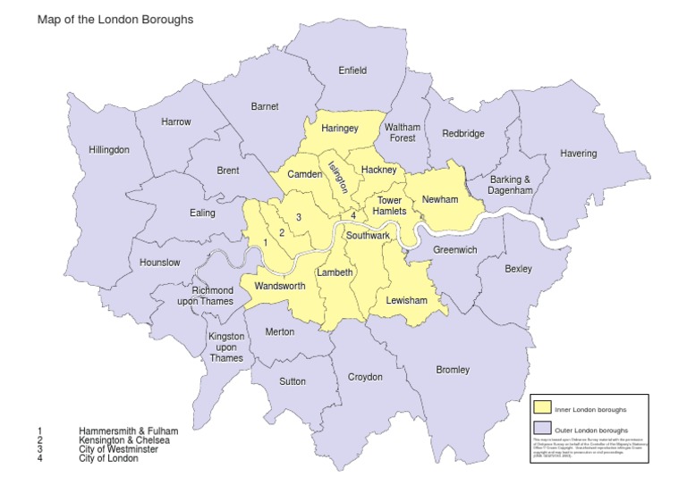London Boroughs - Outline Map PDF | PDF | Copyright Law | Law