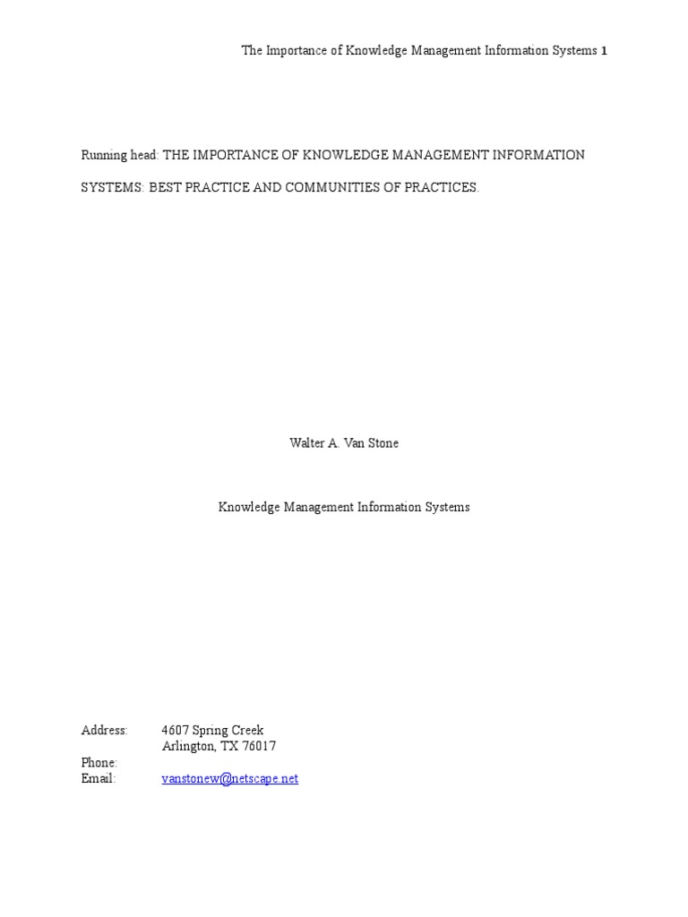 The Importance Of Knowledge Management Information Systems Best