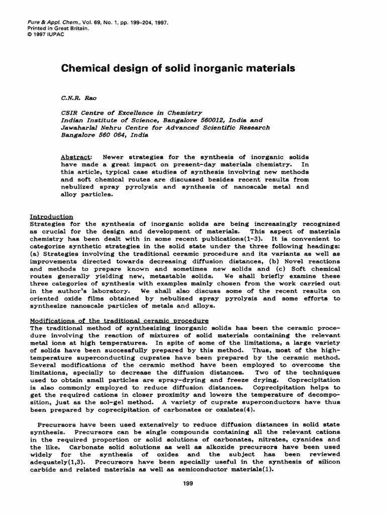 Chemical Design Solid Inorganic Materials | PDF | Solid | High ...