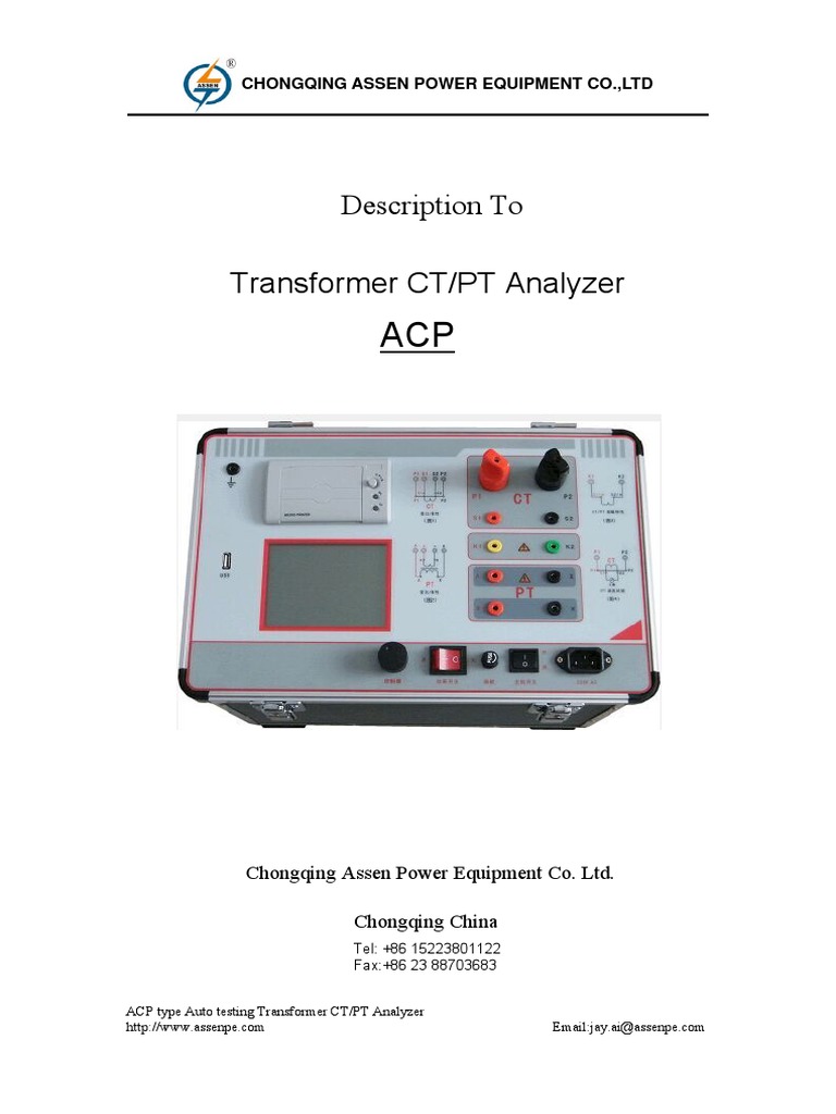 Acp CTPT Anaylser | PDF | Transformer | Alternating Current