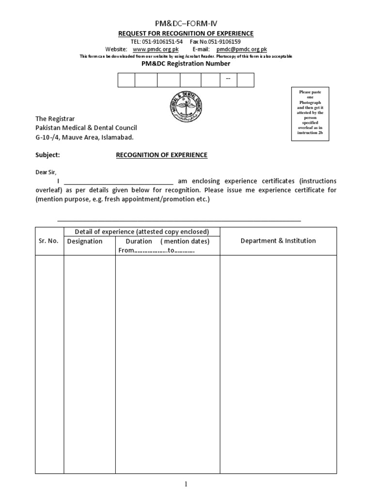 PMDC Form IV | PDF | Residency (Medicine) | Indemnity