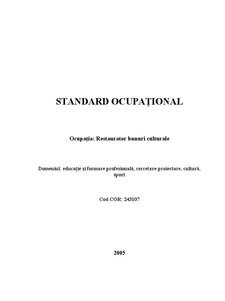 Ocupatie Restaurator PDF | PDF