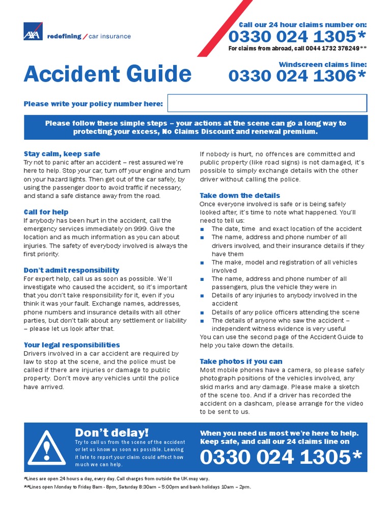 Axa Car Accident Guide | PDF | Traffic Collision | Insurance