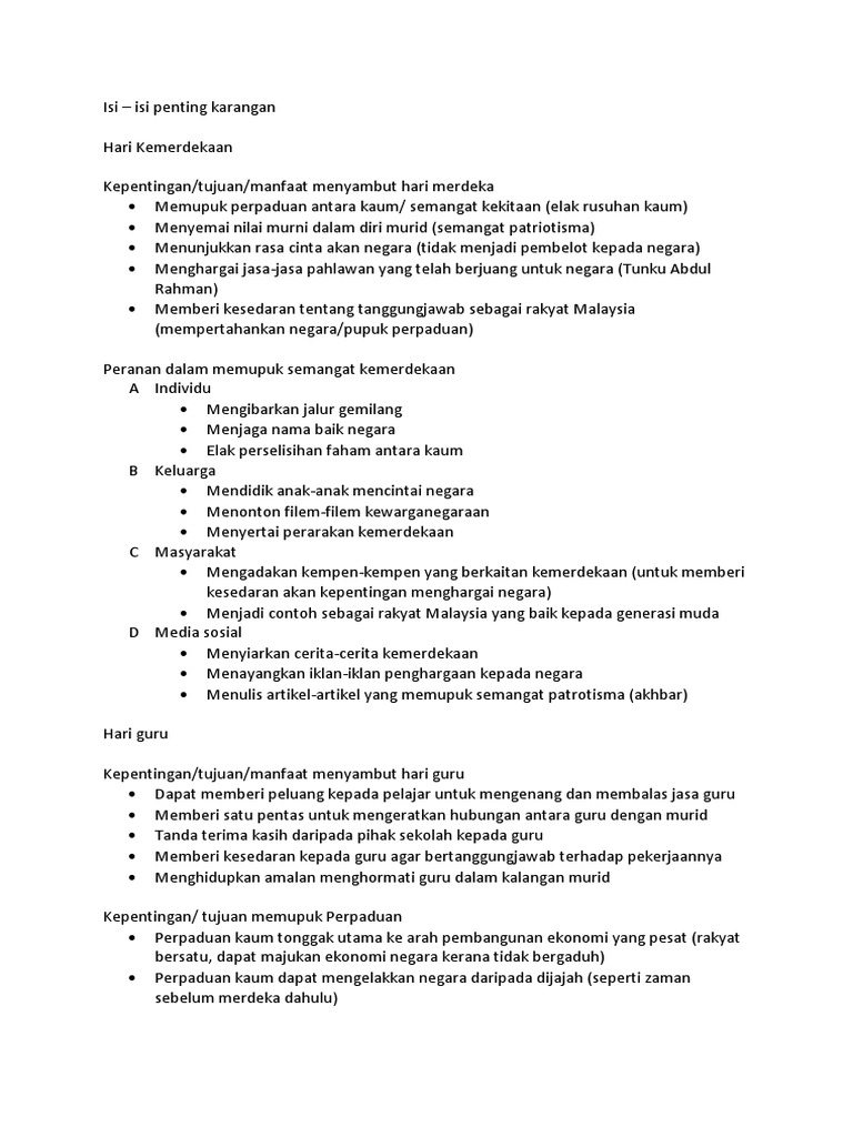 Isi - Isi Penting Karangan 2 | PDF | Sejarah