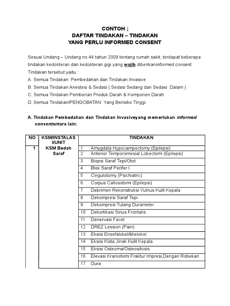 Contoh Informed Consent Operasi Medis | PDF | Katup Jantung | Kolom ...