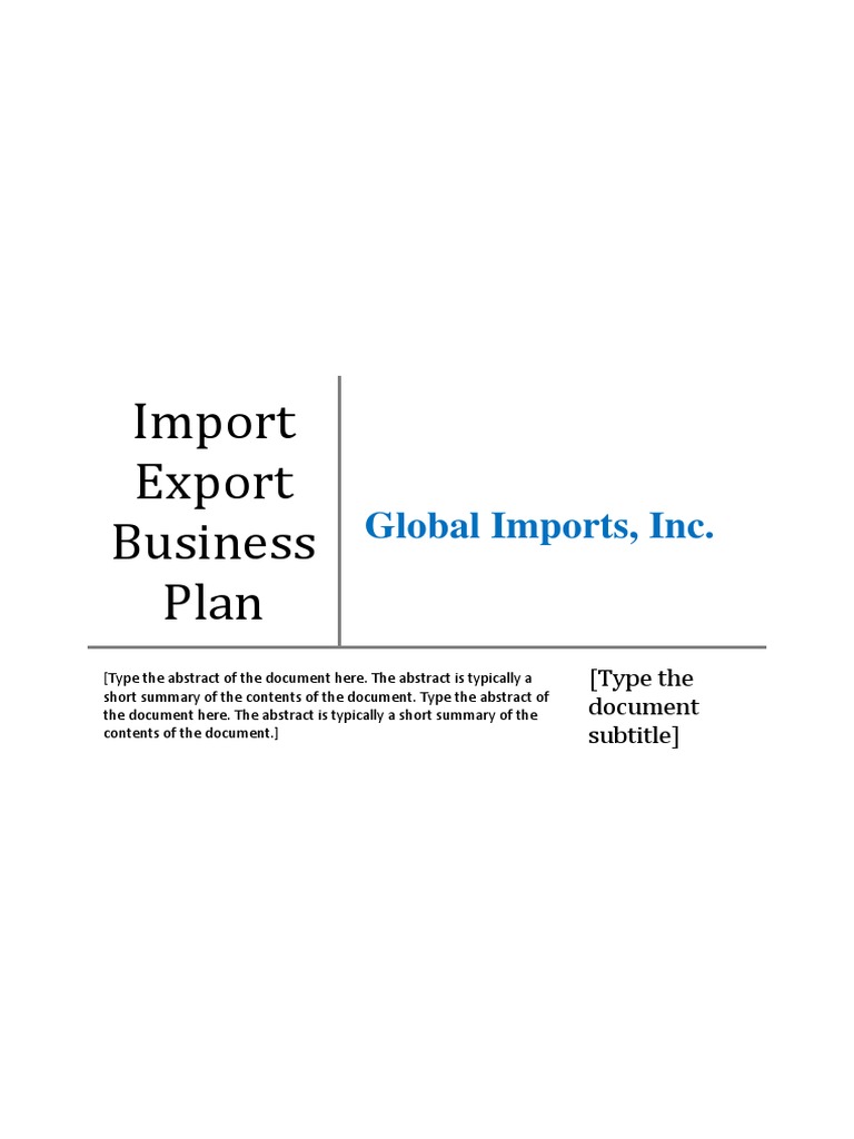 Import Export Business Plan | PDF | Financial Accounting | Market ...