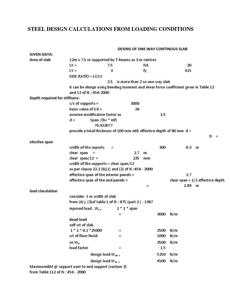 Steel Design Calculations From Loading Conditions | PDF | Materials ...