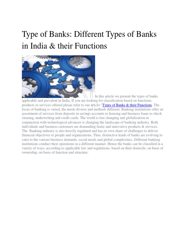 Type of Banks: Different Types of Banks in India & Their Functions ...
