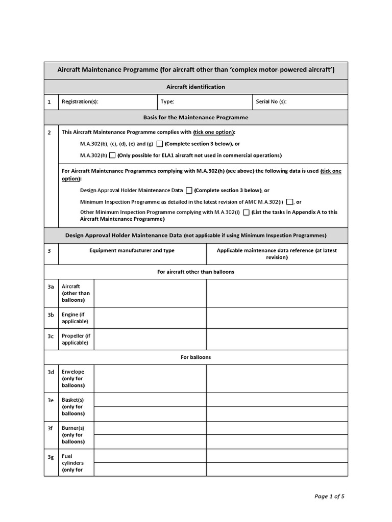 Template Aircraft Maintenance Programme | PDF | Aircraft | Aviation