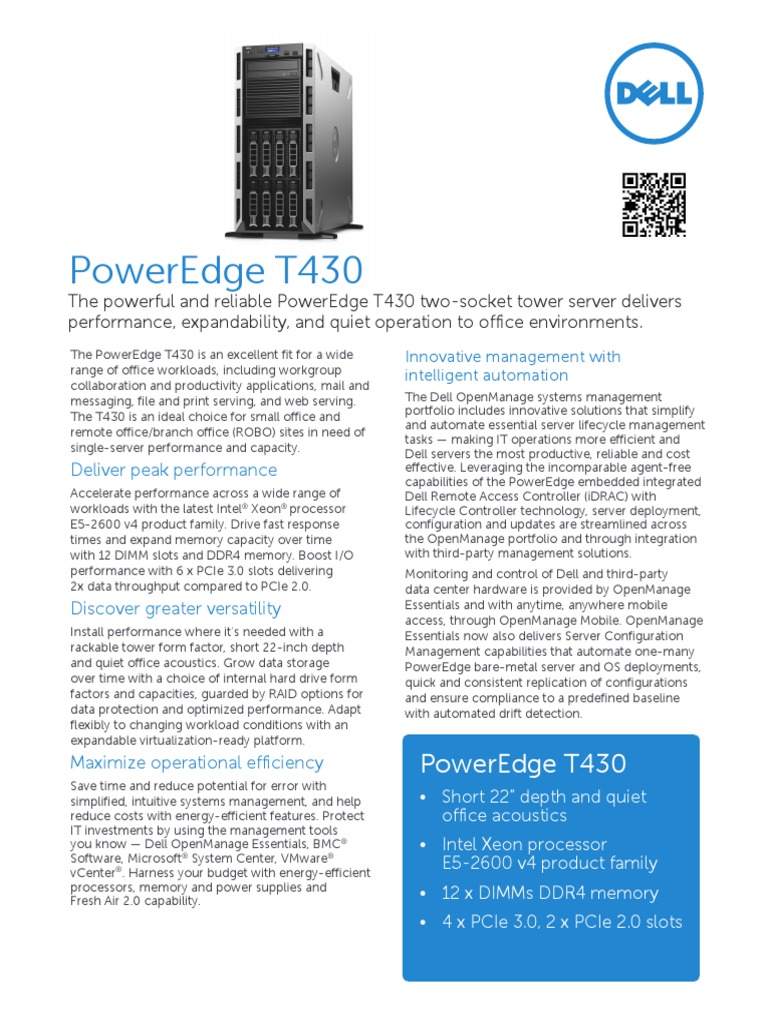 PowerEdge T430 Spec Sheet PDF | PDF | Dell | Microsoft