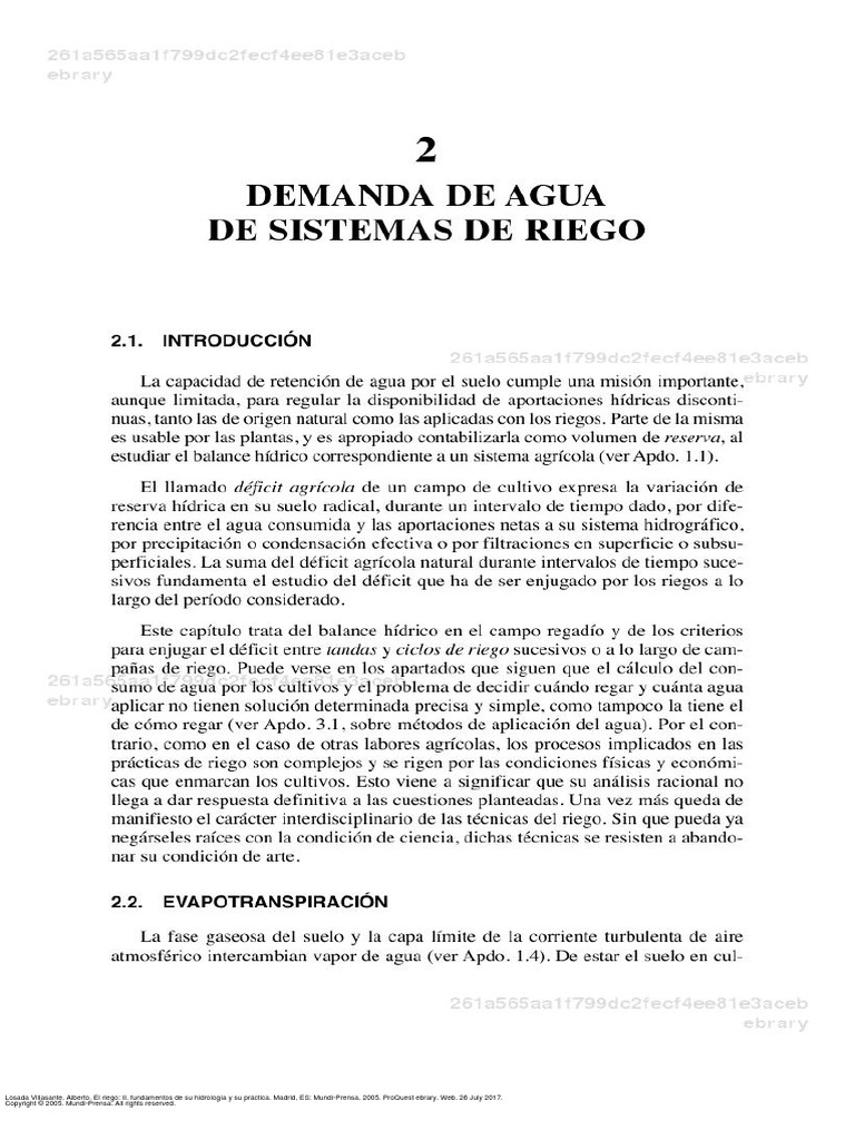 El Riego II Fundamentos de Su Hidrolog A y Su PR Ctica | PDF | Hidrología | Agua