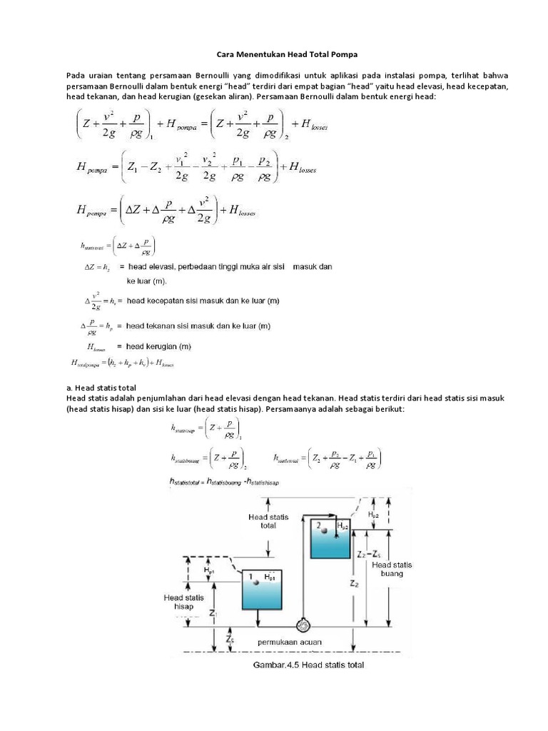 Cara Menentukan Head Total Pompa | PDF