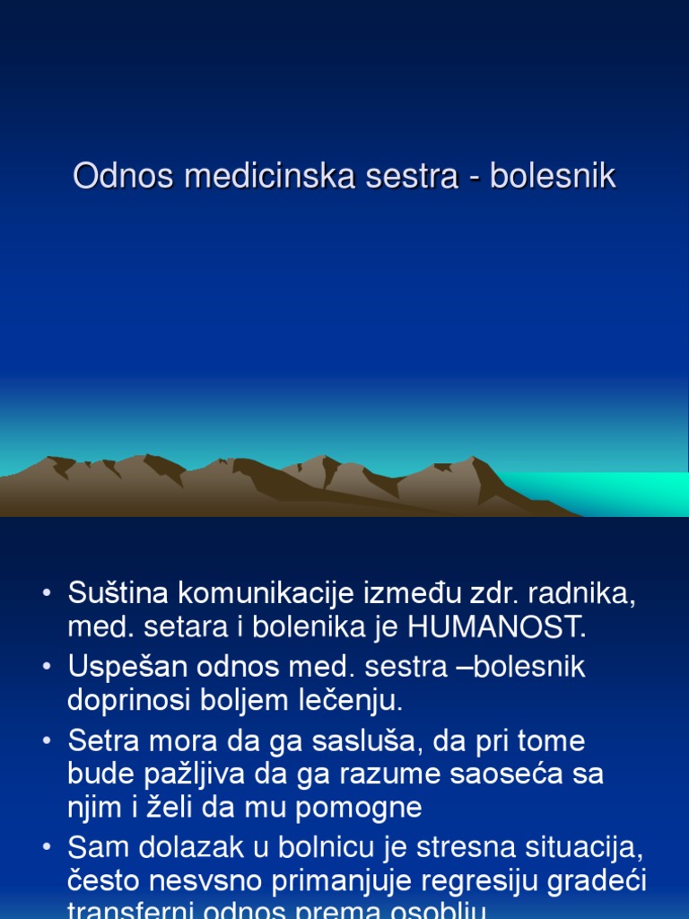 Odnos Medicinska Sestra - Bolesnik - Met. Čas 2 | PDF