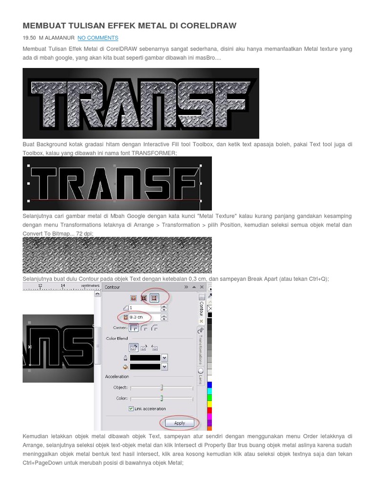 Tulisan Efek Metal di CorelDRAW | PDF | Seni | Komputer