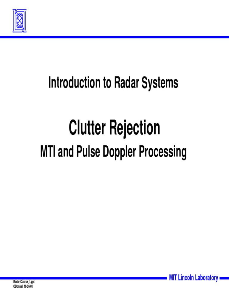 Introduction to Radar Systems Clutter Rejection | PDF | Signal ...
