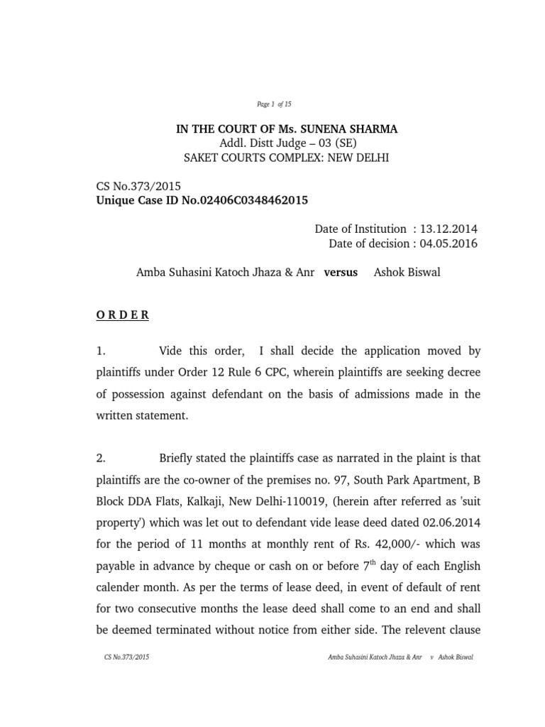 Final Judgment and Order | PDF | Lease | Leasehold Estate
