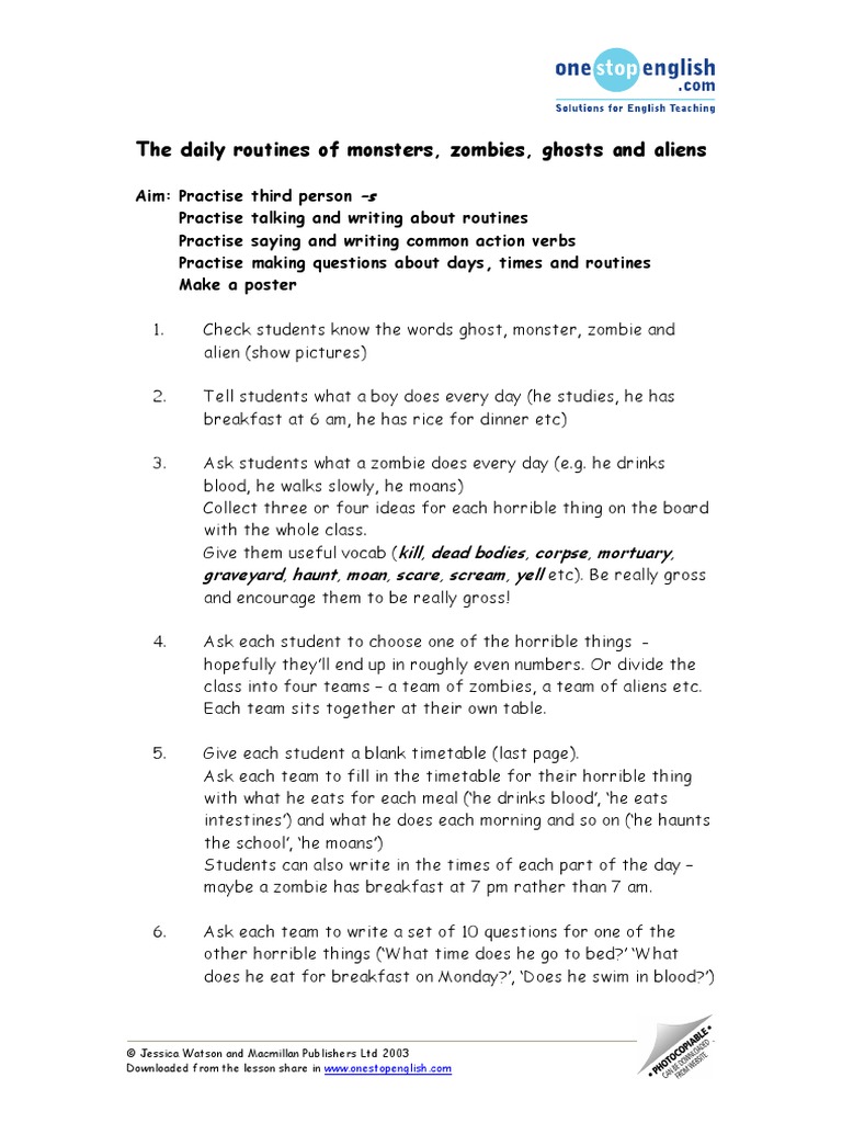 Daily Routines Monster PDF | PDF | Leisure