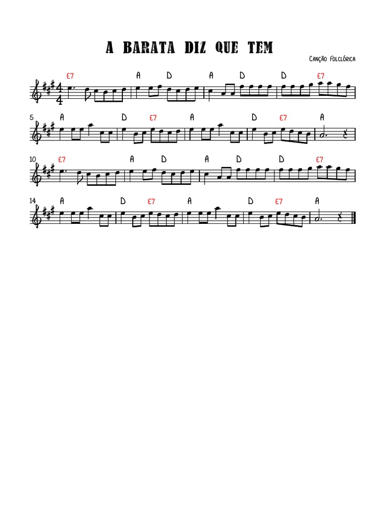 A Barata Diz Que Tem - Partitura Completa PDF | PDF