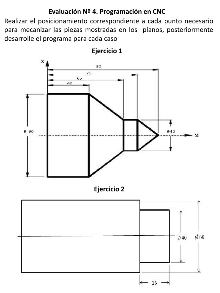 Ejercicios de Programacion en CNC Torneado | PDF