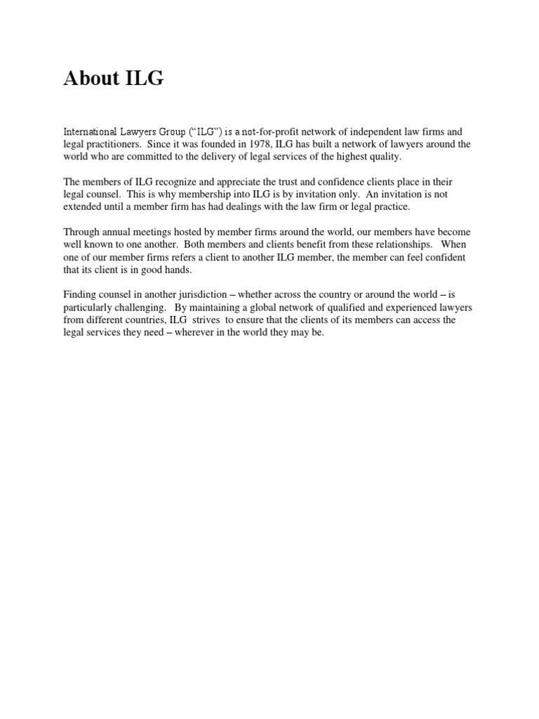 About ILG: Member Login | PDF