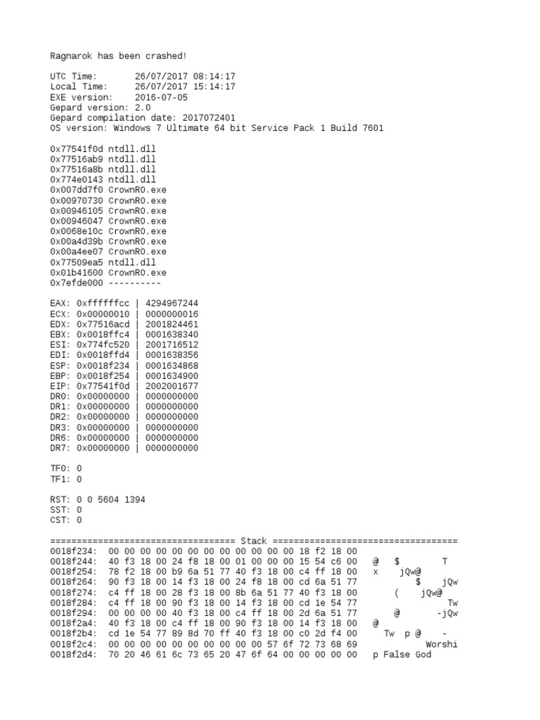Gepard Crash Log | PDF | Microcomputers | Computer File