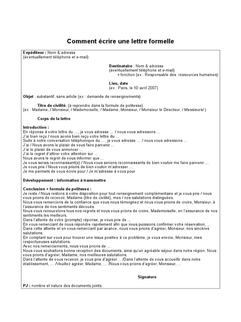 Guide pour rédiger une lettre formelle | PDF | E-mail