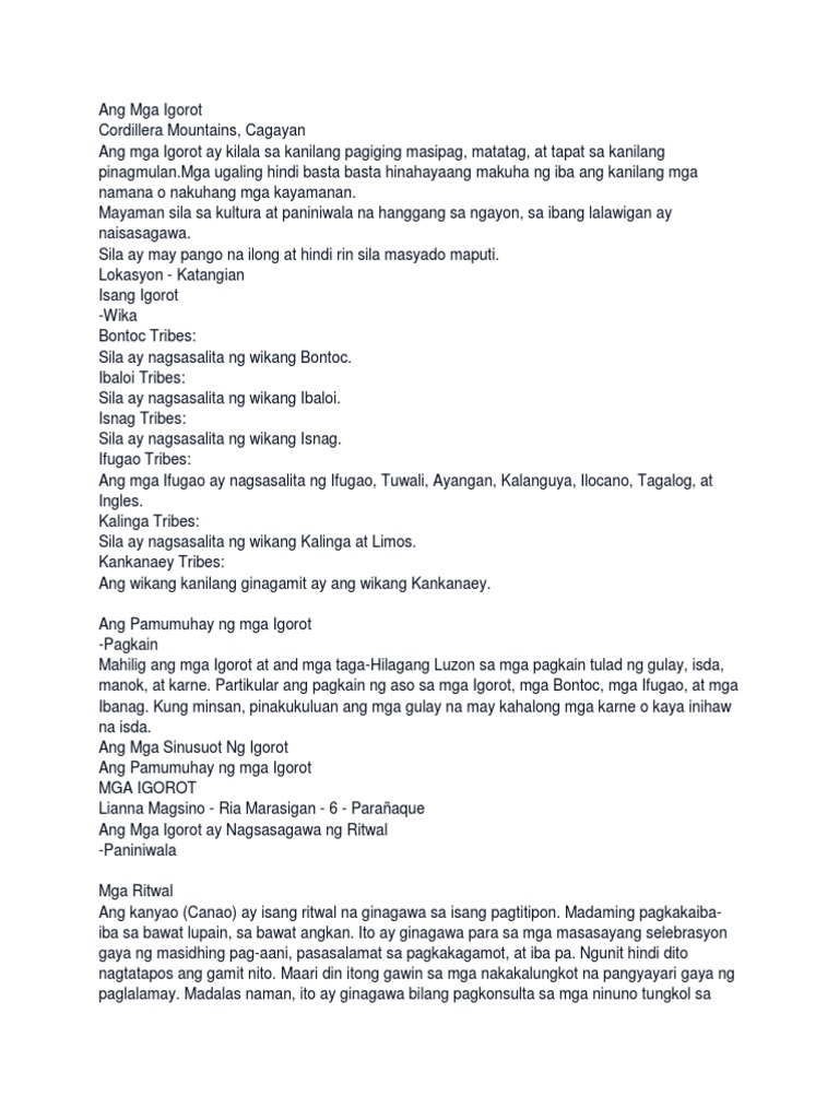 Ang Mga Igorot | PDF