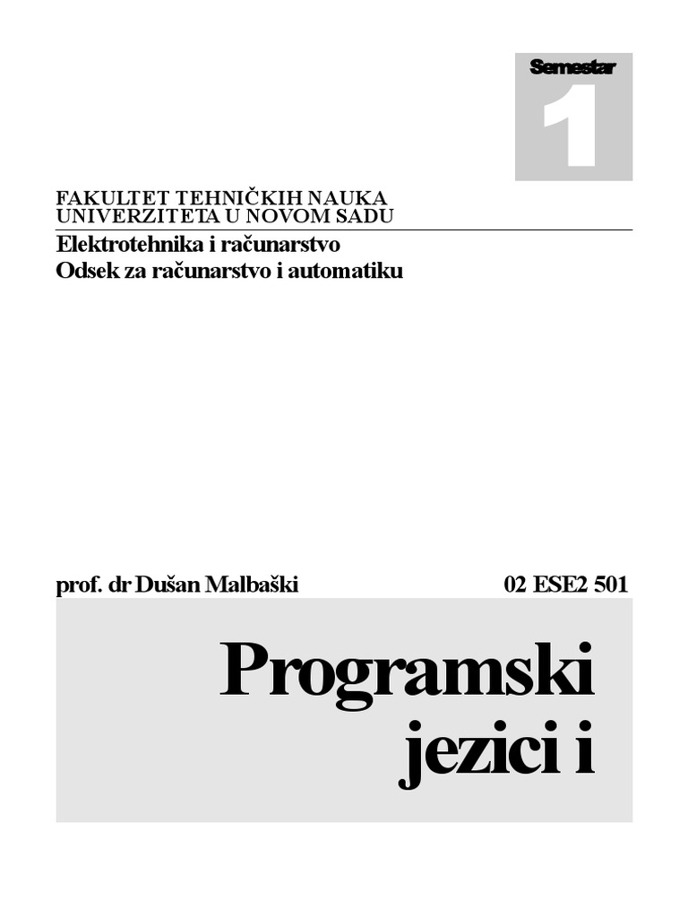 Programski Jezici I Strukture Podataka PDF | PDF