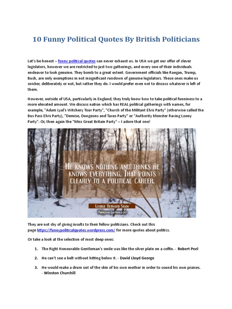 10 Funny Political Quotes by British Politicians | Politics Of The ...