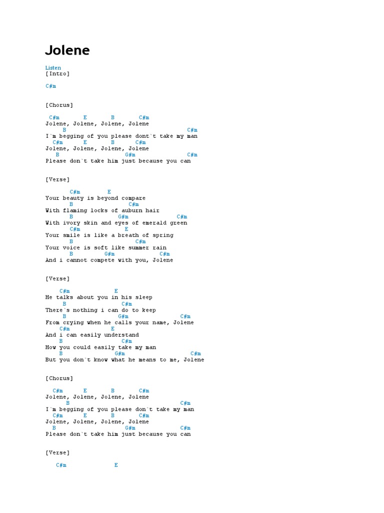 Jolene - Dolly Parton | PDF