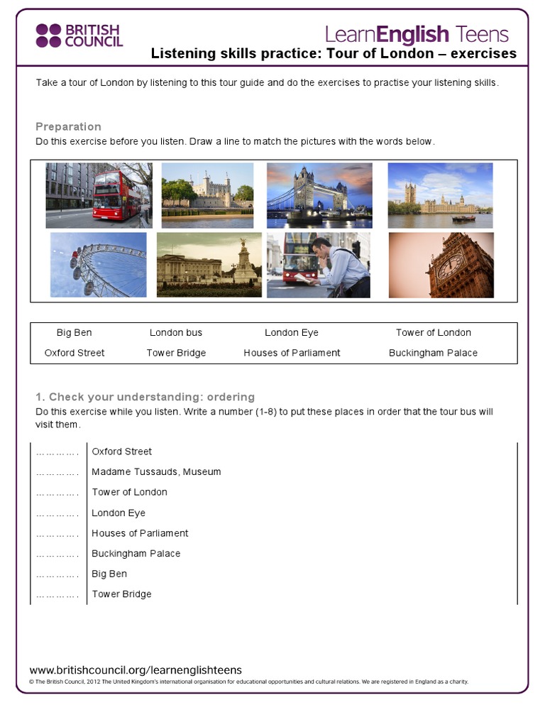 London Tour Listening Exercises | PDF