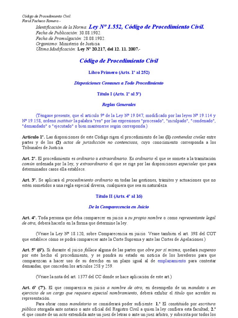 CPC (Comentado) | PDF | Procedimiento Civil | Demanda judicial