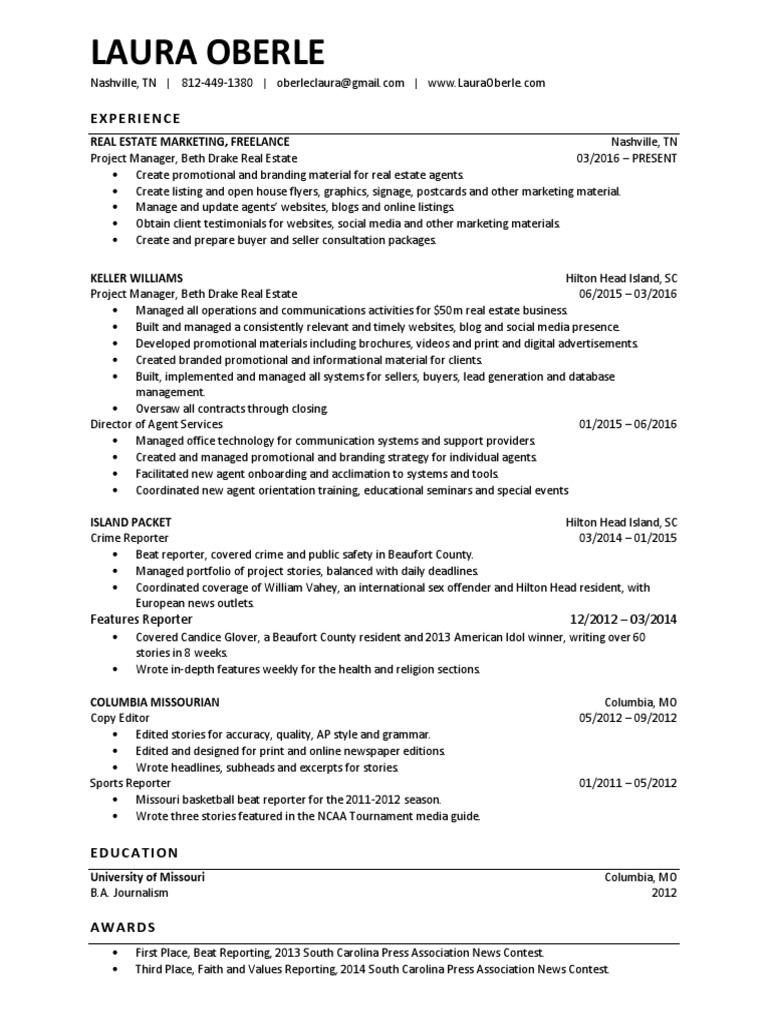 Laura Oberle - Resume | PDF | Mass Media | Social Media