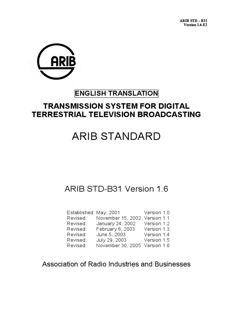 ARIB Transmission System For ISDB-T PDF | PDF
