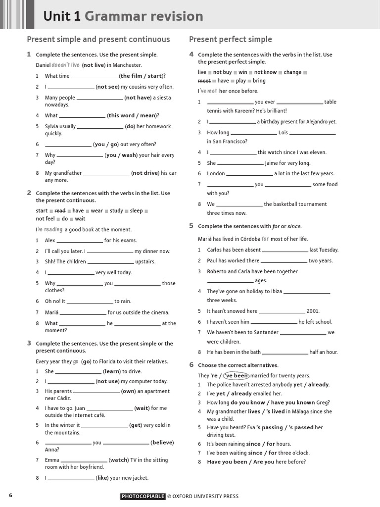 U1 Grammar Revision PDF | PDF