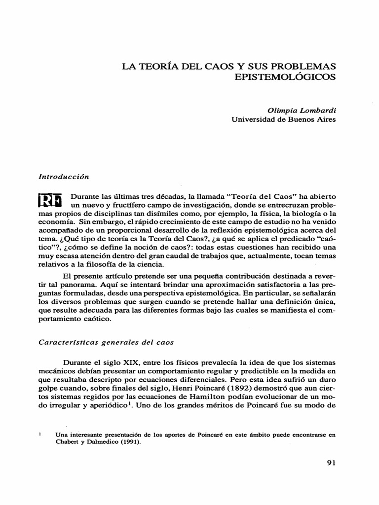La Teoría Del Caos | PDF | Teoría del caos | Atractor