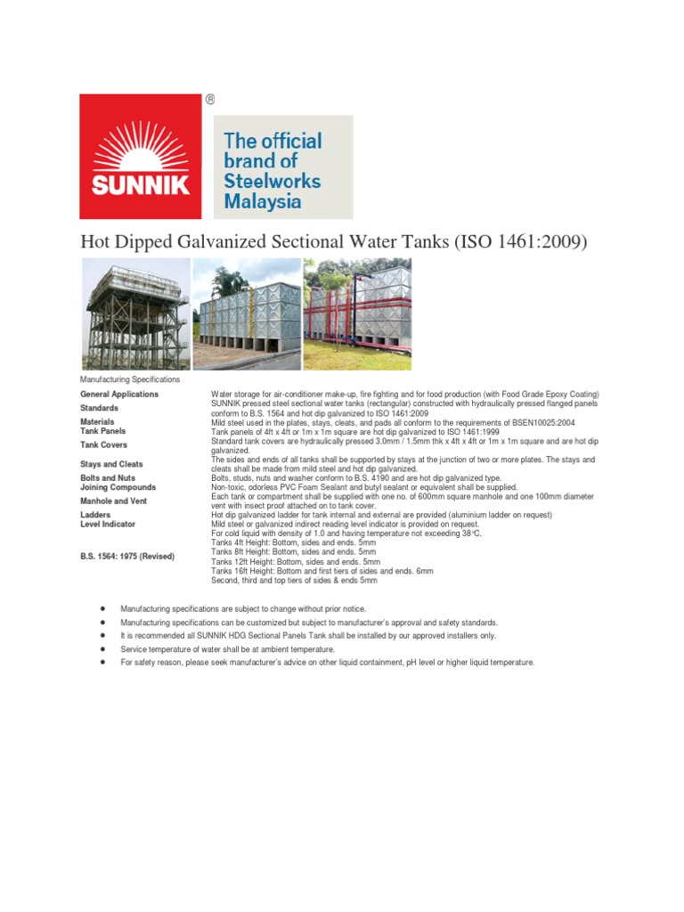 Sunnik Tank | PDF | Galvanization | Screw